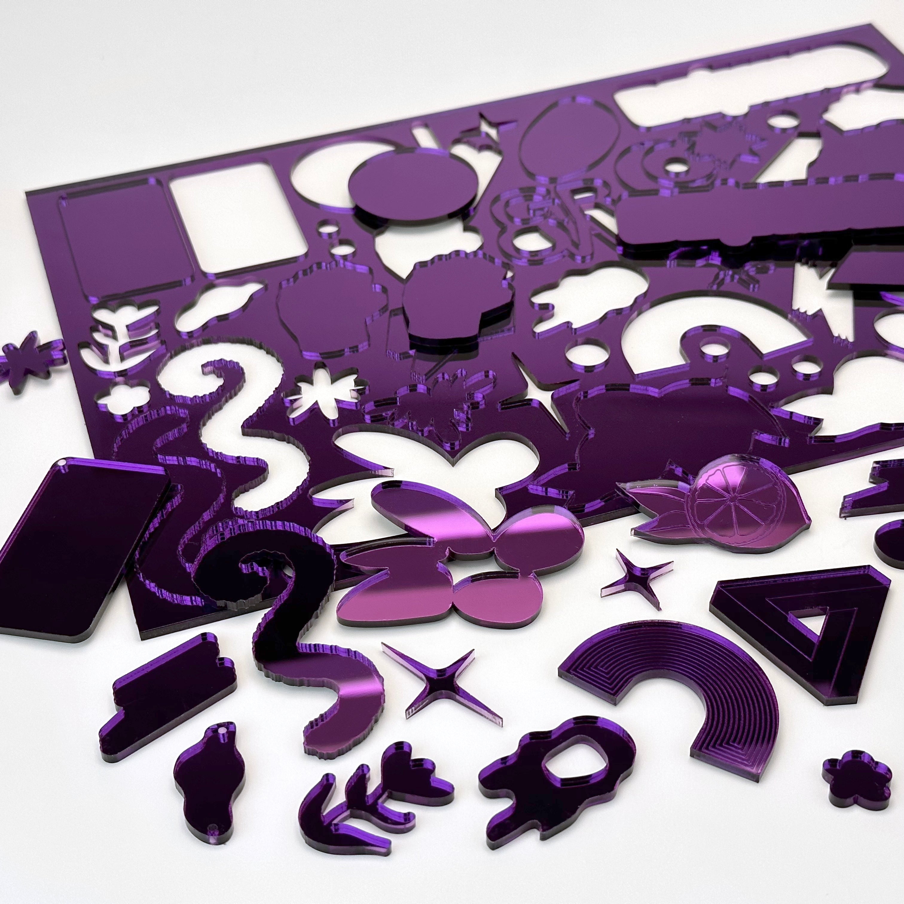 Mirror Purple Acrylic with laser cutting only - 600x400mm