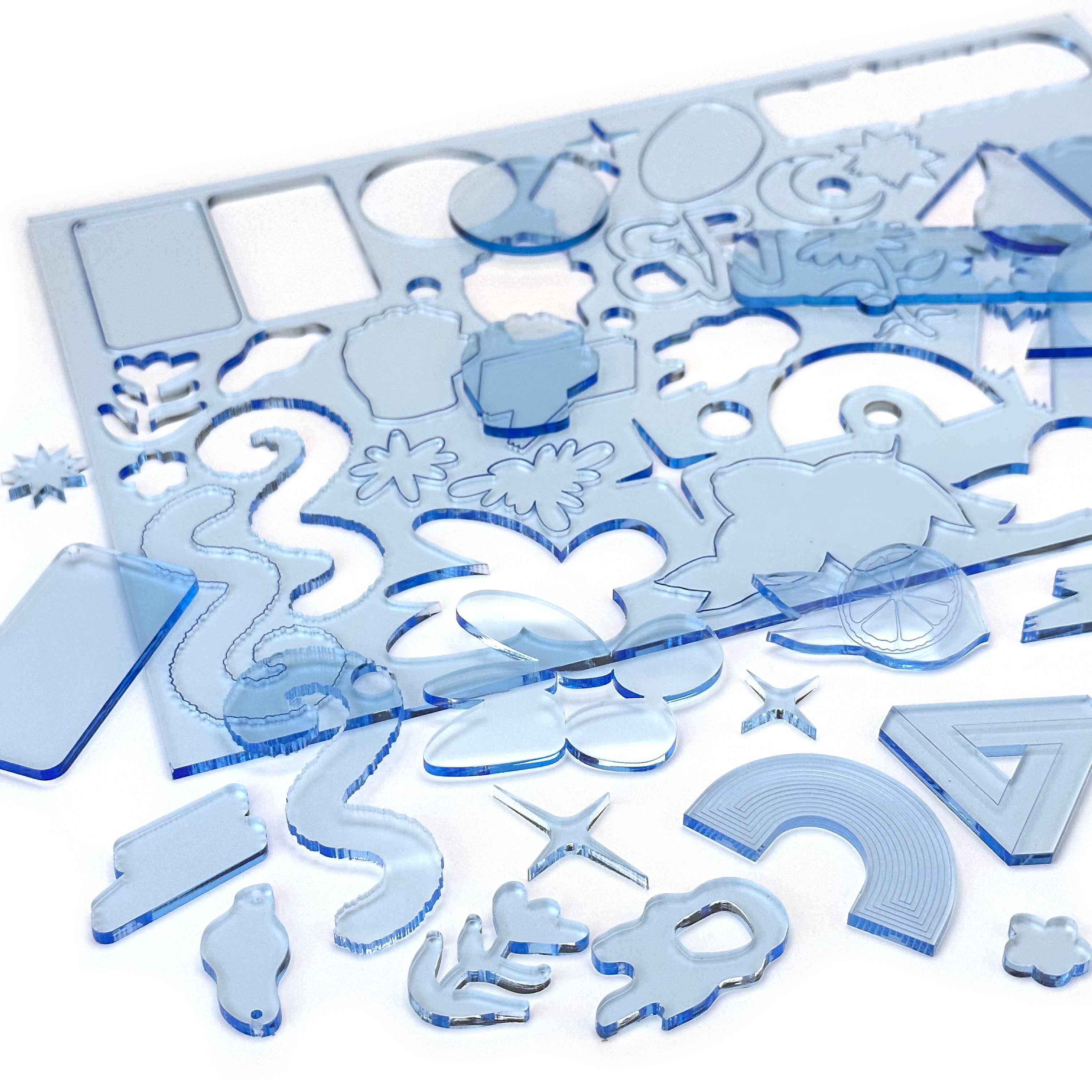 Transparent Blue Acrylic with laser cutting only - 300x200mm